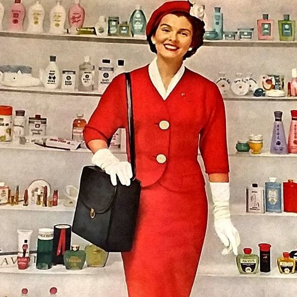 Avon | Other | 96 Avon Calling Cosmetics Ad Red Suit Avon Lady | Poshmark